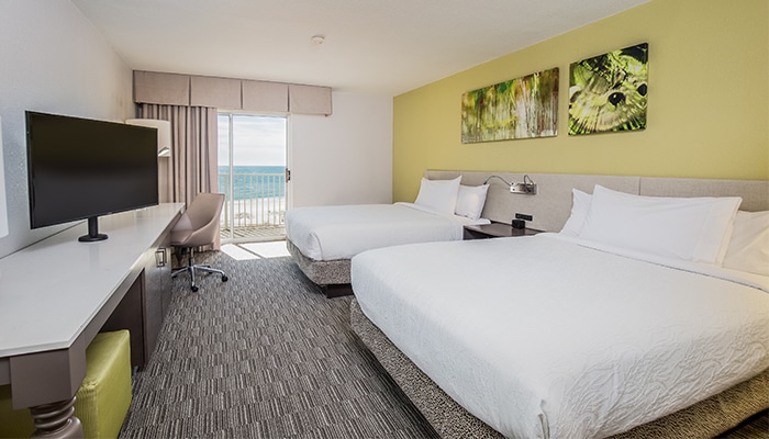 Two Queen Pool and Beach View Hotel Room | Hilton Garden Inn